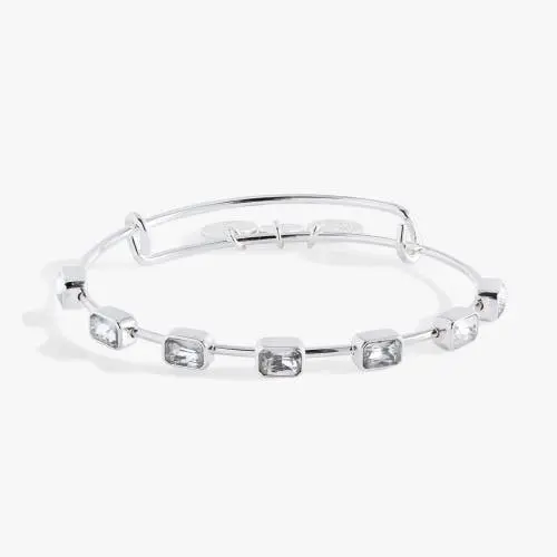 ALEX AND ANI Emerald Cut Birthstone Bangle - Silver 